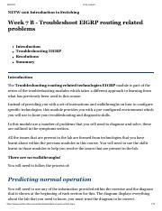 Troubleshoot EIGRP Routing Related Problems Pdf Print Content NETW Introduction