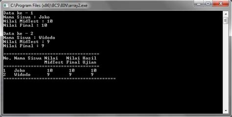 Gagal Seo Script Program C Array Dimensi 1 Nilai Ujian