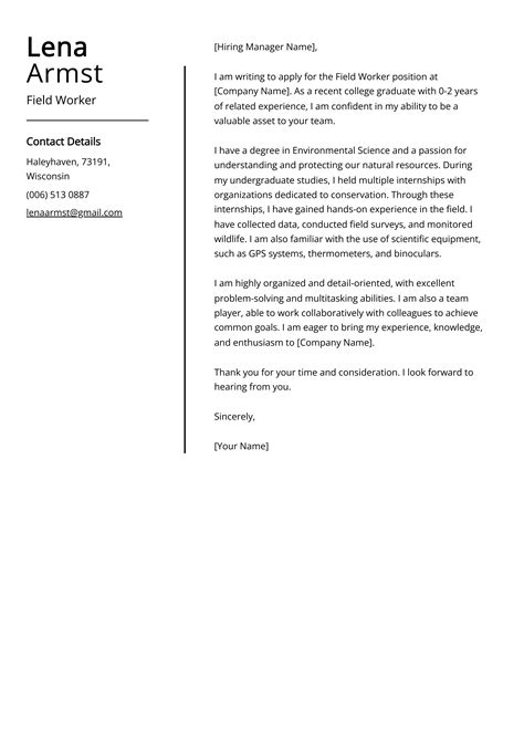 Field Worker Cover Letter Example Free Guide