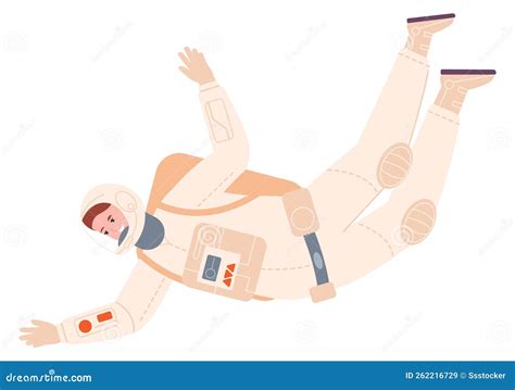 Floating Astronaut Brave Woman In Space Suit Vector Illustration 262216729