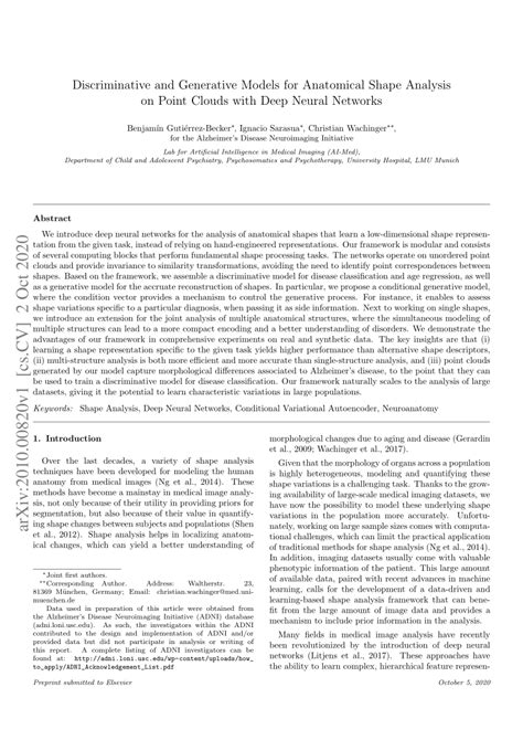 pdf discriminative and generative models for anatomical shape