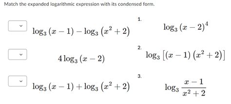 Match The Expanded Logarithmic Expression Studyx