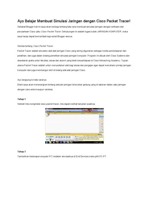 Ayo Belajar Membuat Simulasi Jaringan Dengan Cisco Packet Tracer Pdf