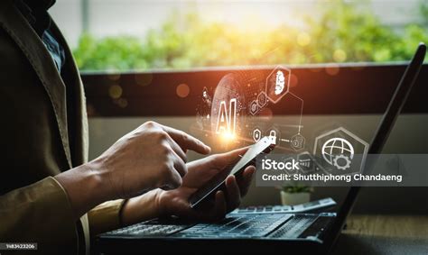 Businessman Touching The Brain Working Of Artificial Intelligence Automation Predictive