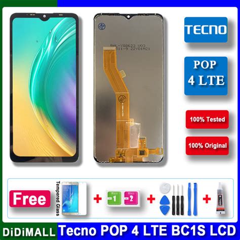 จอ LCD แบบดงเดมสำหรบ Tecno POP Lite BC จอแสดงผล LCD แบบสมผสหนาจอ Digiziter แทนการ