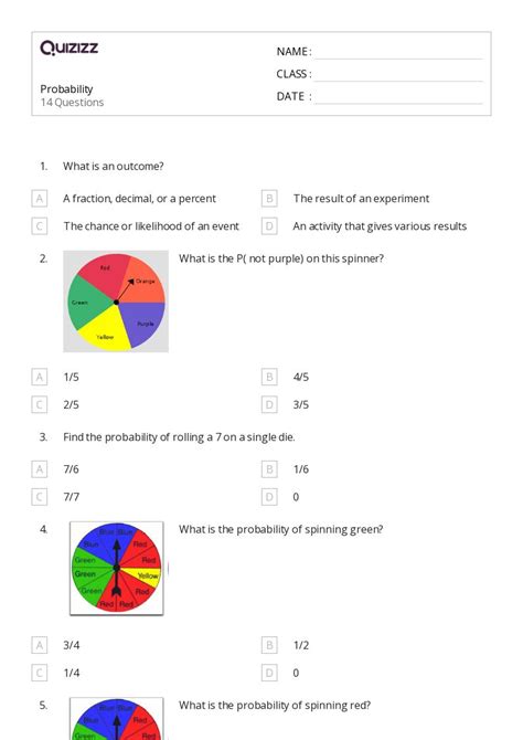 50 Probability Worksheets For 8th Class On Quizizz Free And Printable