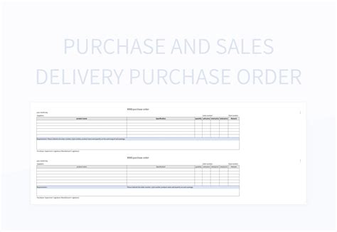 Purchase And Sales Delivery Purchase Order Excel Template And Google