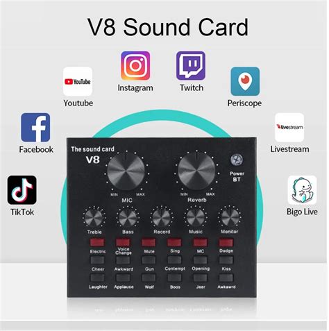 V8 V8S Audio Mixer USB External Headset Microphone Webcast Personal Live Broadcast Sound Card