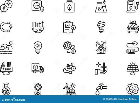 Sustainable Energy Icons Collection Is A Vector Illustration With Editable Stroke Stock Vector