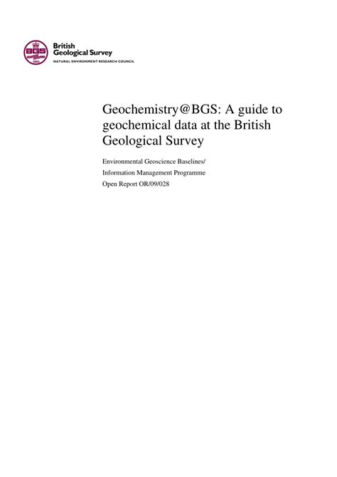Pdf Geochemistrybgs A Guide To Geochemical Data At The British
