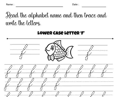 Lowercase Cursive Letter F Writing Worksheet
