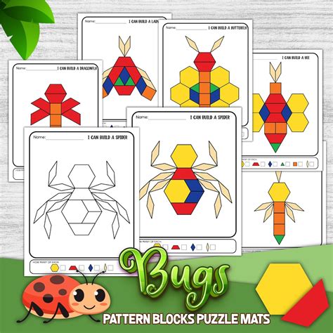 Bugs Pattern Blocks Set Pattern Blocks Bug Theme Digital Download