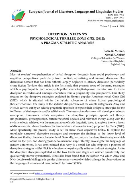 Pdf Deception In Crime Fiction A Pragma Stylistic Analysis