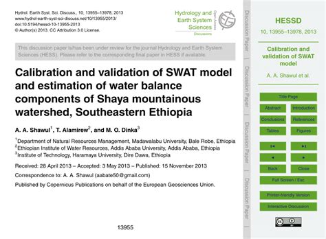 Pdf Calibration And Validation Of Swat Model And Estimation Of Water Balance Components Of