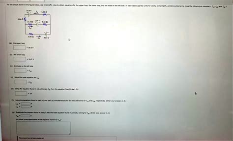 For The Circuit Shown In The Figure Below Use Kirchhoffs Rules To Obtain Equations For The Upper