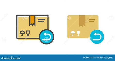 Parcel Package Return Order Flat Icon Outline Line Art Vector Or Pack