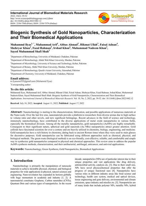 Pdf Biogenic Synthesis Of Gold Nanoparticles Characterization And Their Biomedical Applications