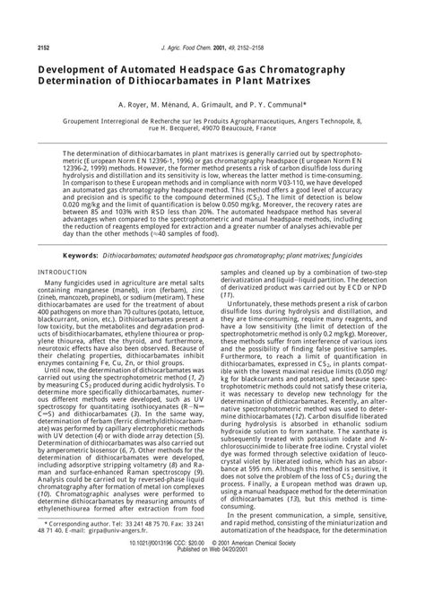 Development Of Automated Headspace Gas Chromatography
