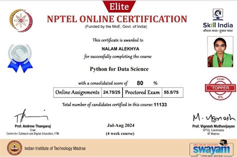 Alekhya Nalam On Linkedin Datascience Python Nptel