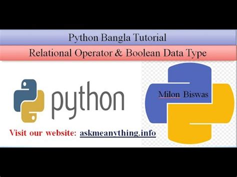 Python Bangla Tutorial 08 Relational Operator Boolean Data Type