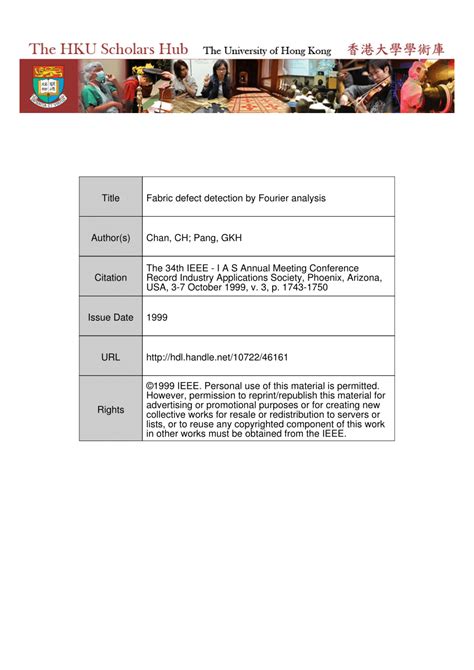 Pdf Fabric Defect Detection By Fourier Analysis