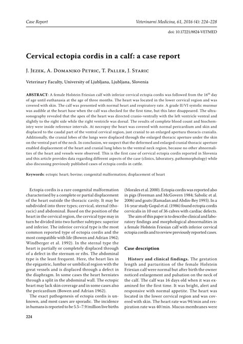 Pdf Cervical Ectopia Cordis In A Calf A Case Report