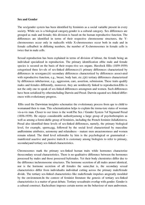Sex And Gender Converted Sex And Gender The Sex Gender System Has Been Identified By Feminists