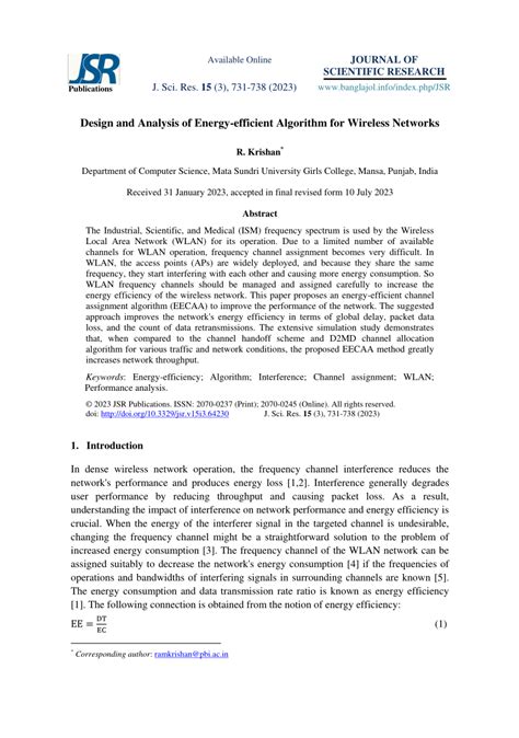 Pdf Design And Analysis Of Energy Efficient Algorithm For Wireless