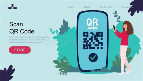 Banner Landidng Page Qr Code Scanning Icon In Smartphone Hand Holding Mobile Phone In Line