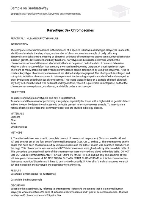 Karyotype Sex Chromosomes Essay Example GraduateWay