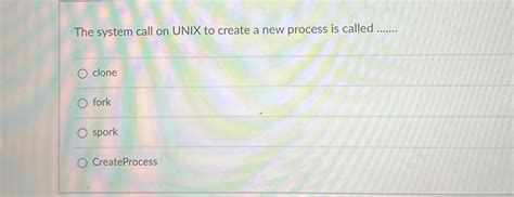 Solved The System Call On Unix To Create A New Process Is