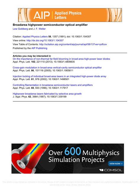 Pdf Broad Area High Power Semiconductor Optical Amplifier Dokumentips