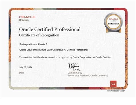 Sudeepta Kumar Panda S On Linkedin Oraclecloud Generativeai Ai Certification