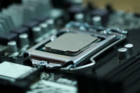 CPU Processor Installed On A Motherboard Socket Stock Photo Image Of Socket Close