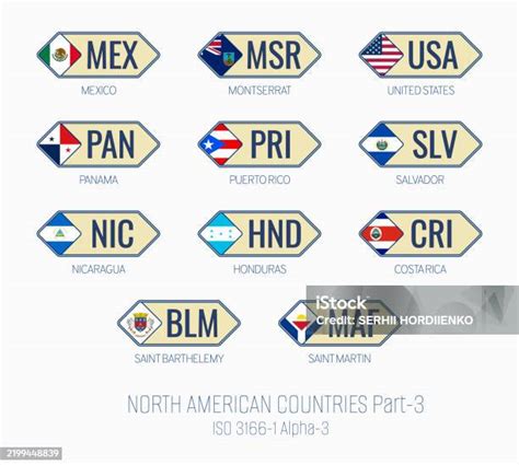Iso 3166 1 알파 3 및 북미 국가의 깃발의 벡터 일러스트 세트 파트 3 0명에 대한 스톡 벡터 아트 및 기타 이미지 0명 개념 개념과 주제 Istock