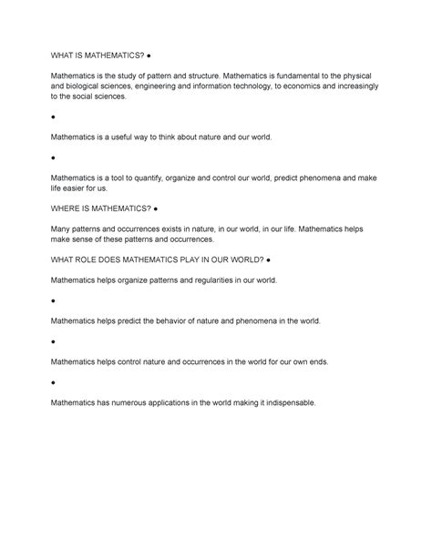 Gec 2 Mathematics In The Modern World Math 131 Lesson What Is