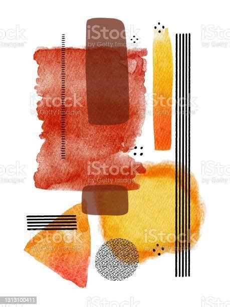 손으로 그리기 빨간색 오렌지 추상 현대 미술 배경 패턴 수채화 브러쉬 텍스처 장식과 아트 아크릴 포스터 디자인 포스터 결혼식 직물 배너 카드 인쇄에 사용 0명에 대한 스톡