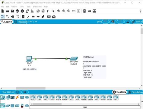 Proyecto 003 Config Enable Secret Username Line Vty Eclassvirtual Cursos Cisco En Línea