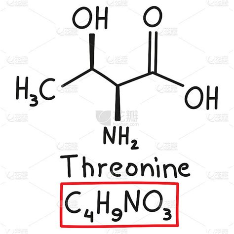 手绘氨基酸苏氨酸的化学分子式