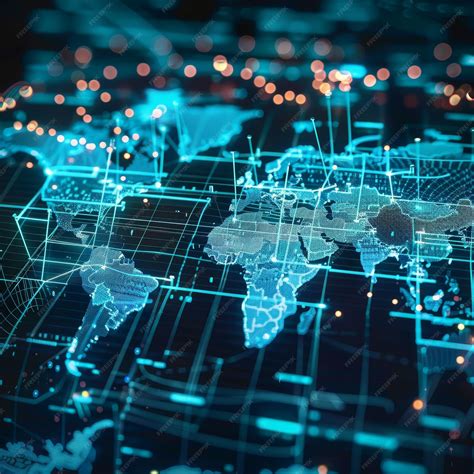 A Futuristic Image Of A World Map In A Digital World Connecting Through
