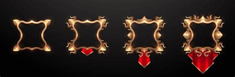 판타지 골드 빈티지 테두리 게임 아바타 배너 프레임 게임 Ui 디자인에 대 한 빨간 페넌트 플래그 A형 입간판에 대한 스톡 벡터