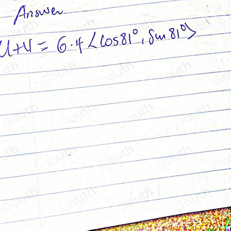 solved given the vector u equal to 6 sin 190° and vector v equal to