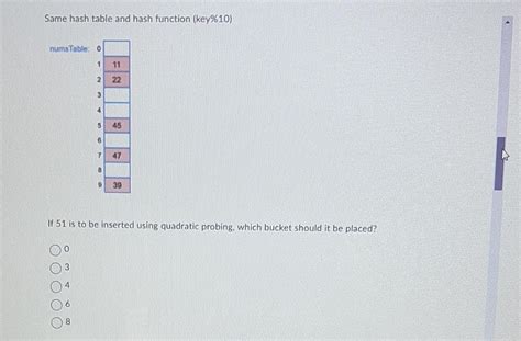 solved same hash table and hash function key 10 numste if