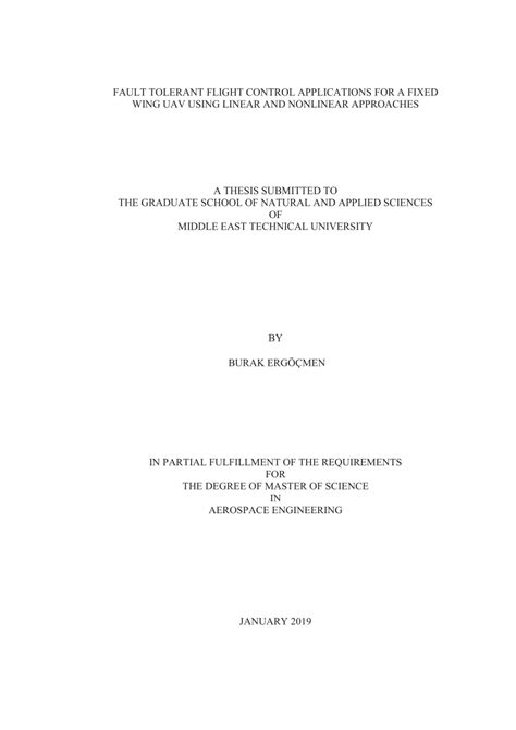 PDF FAULT TOLERANT FLIGHT CONTROL APPLICATIONS FOR A FIXED WING UAV USING LINEAR AND NONLINEAR