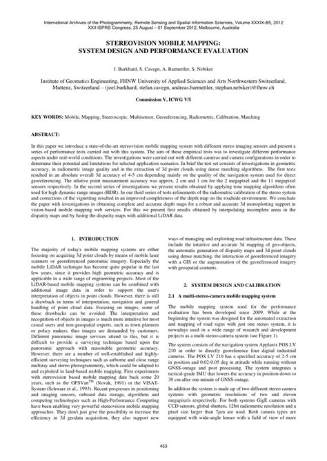 Pdf Stereovision Mobile Mapping System Design And Performance Evaluation