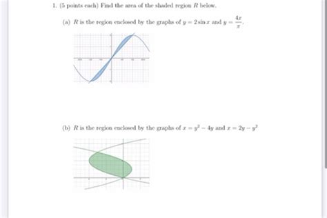 solved 1 5 points each find the area of the shaded region
