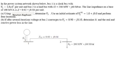 Solved In The Power System Network Shown Below Bus Is A Chegg