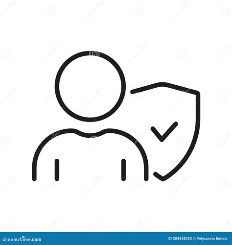 Shield Protect Person Line Icon Security For User Linear Pictogram Safety In Business Outline