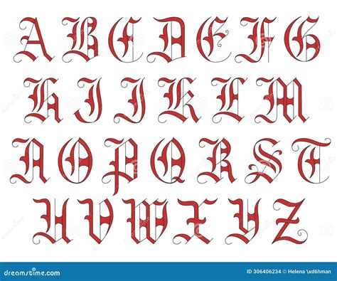 Gothic Capitals Monogram Alphabet Stock Vector Illustration Of