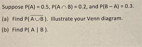 solved suppose p a 0 5 p a∩b 0 2 ﻿and p b a 0 3 a